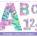 Tropical Floral Preppy Alphabet & Number Clip Art Uppercase Letters A-Z ...