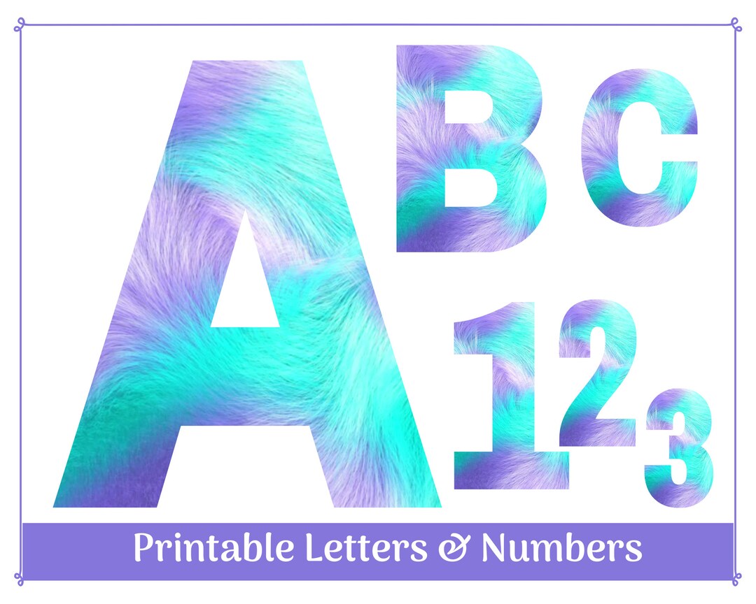 Monster Alphabet Clip Art Letters A-Z and Numbers 0-9 Purple and Teal ...