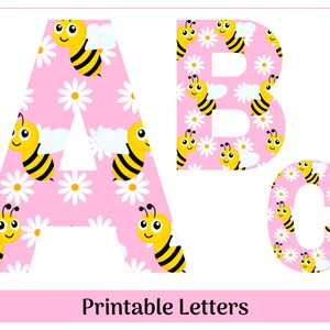 Bumble Bee Alphabet Letters A-Z, Numbers 0-9 | Banner, Bulletin Board ...