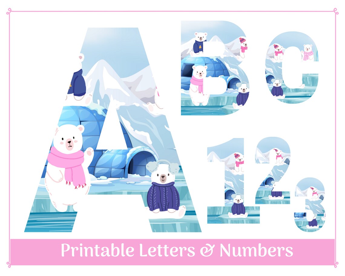 Arctic Polar Bear Alphabet & Numbers Clip Art (digital Download) - Etsy