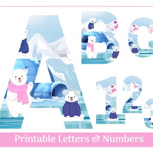 Arctic Polar Bear Alphabet & Numbers Clip Art (digital Download) - Etsy