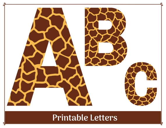 Giraffe Safari Alphabet Clip Art Letters A-Z Printable & | Etsy