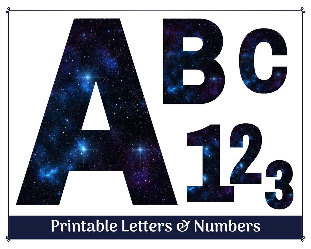 Astronomy Space Themed Alphabet & Number Clip Art | Printable Banner ...