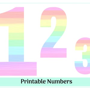 Pastel Rainbow Stripe Alphabet Letters A-Z, Numbers 0-9 | Banner ...
