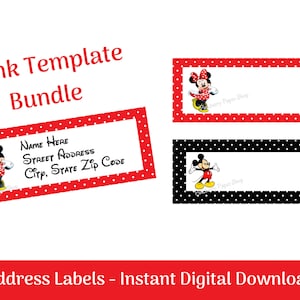 Mickey and Minnie Return Address Labels Character Labels Printable ...