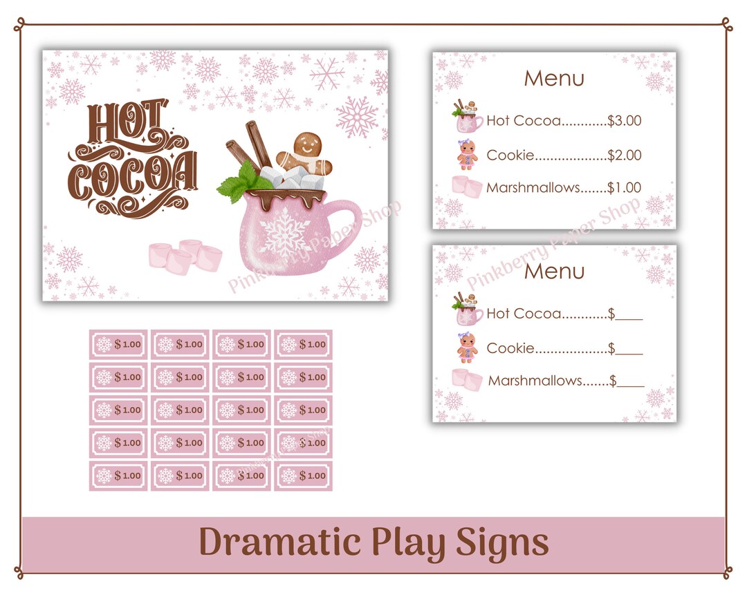 Hot Cocoa Bar Sign | Preschool Dramatic Play Signs | Winter Preschool ...