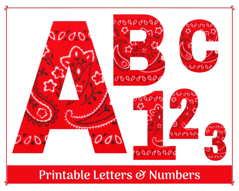Red Bandana Alphabet Letters and Numbers | Printable & Resizable Clip ...