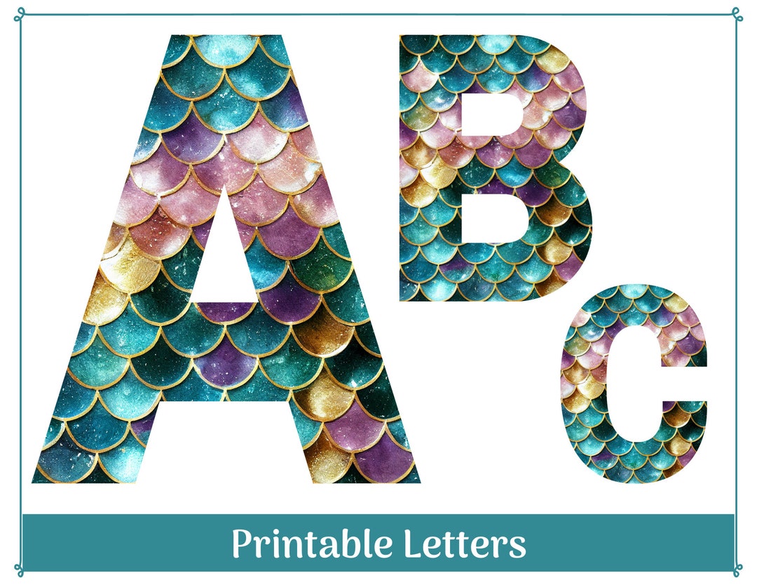 Mermaid Alphabet Letters & Numbers | Uppercase A-Z and Numbers 0-9 ...