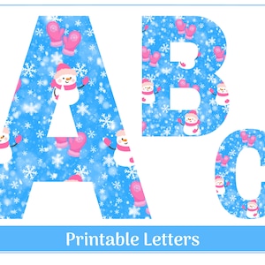 Snowmen Alphabet Clip Art Letters A-Z and Numbers 0-9 | Banner ...