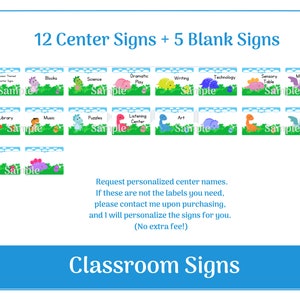 Dinosaur Themed Classroom Center Signs | Personalized Center Signs ...