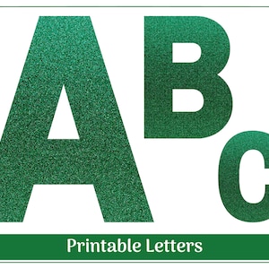 Emerald Green Glitter Alphabet Clip Art Letters A-Z, Numbers 0-9 | DIY Banner | Bulletin Board ...