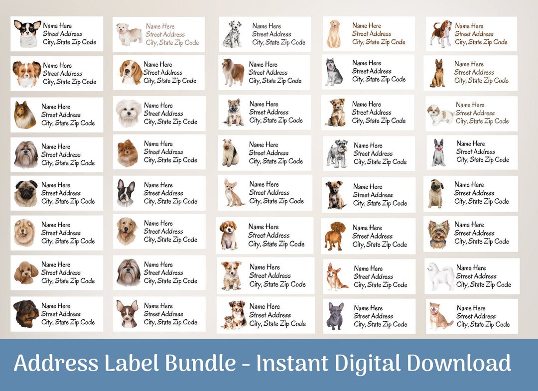 Dog Breed Address Labels: DIY Printable Template (digital Download) - Etsy