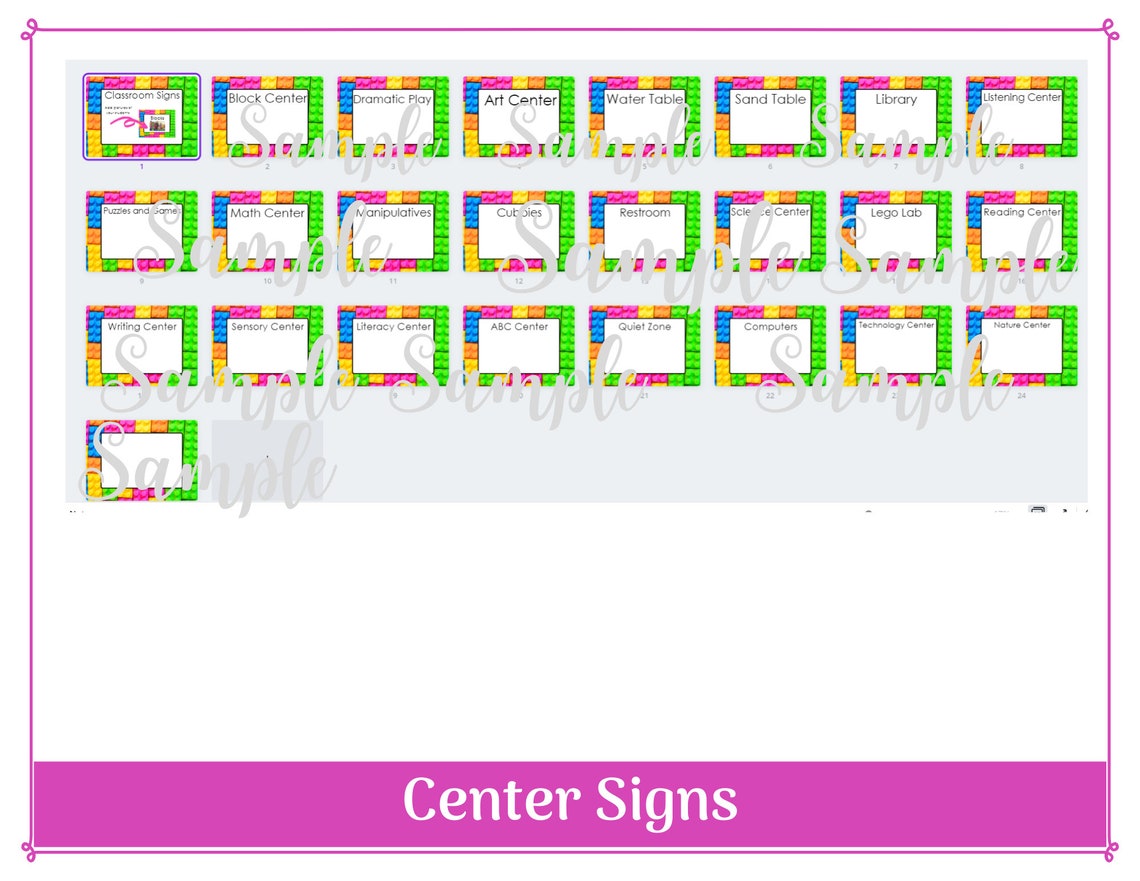Preschool Classroom Center Signs: Printable DIY Template (resizable) - Etsy