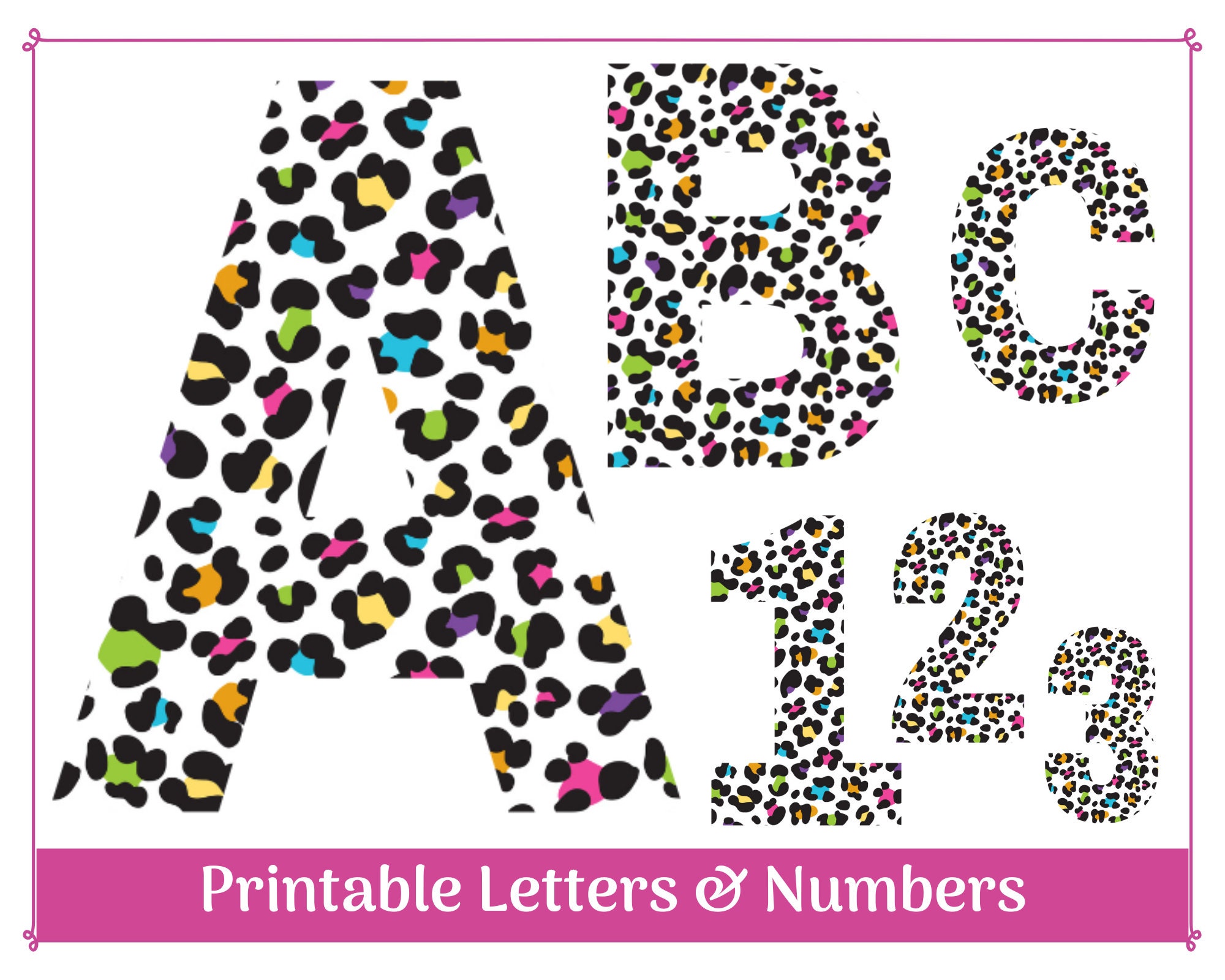 Rainbow Leopard Print Alphabet & Numbers Clip Art (digital Download) - Etsy