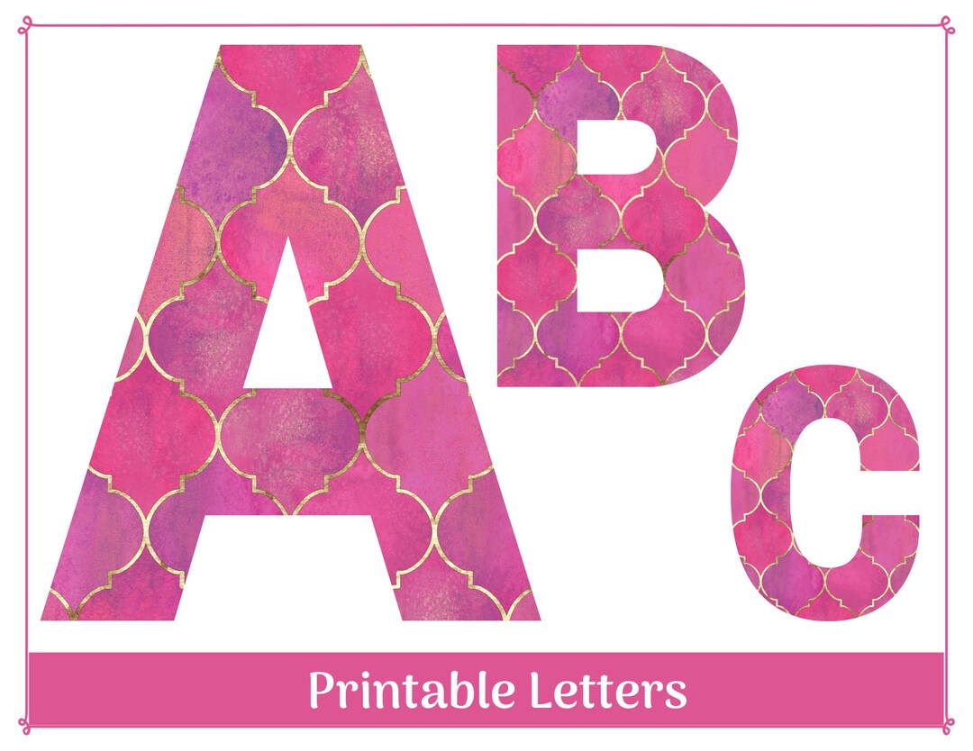 Pink and Gold Moroccan Alphabet Clip Art Letters A-Z | Printable ...