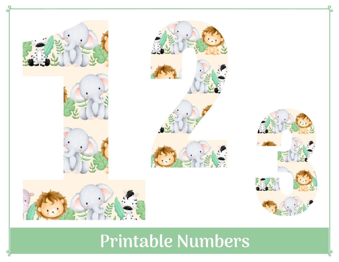 Safari Número Clip Art / Números imprimibles 0-9 / Números - Etsy España