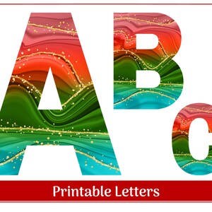 Red, Green, Ombre Marbled Alphabet Letters A-Z, Numbers 0-9 | Printable ...