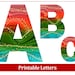 Red, Green, Ombre Marbled Alphabet Letters A-Z, Numbers 0-9 Printable ...