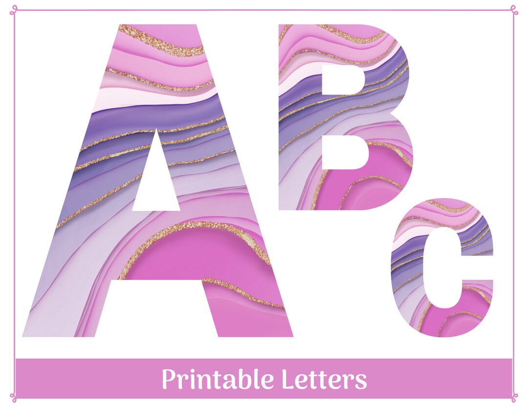 Purple Marble Alphabet Clip Art Letters A-Z, Numbers 0-9 | Printable ...