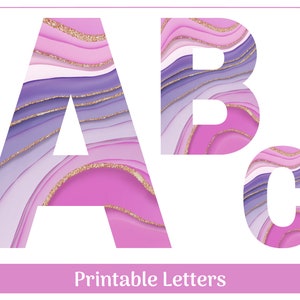 Purple Marble Alphabet Clip Art Letters A-Z, Numbers 0-9 | Printable ...