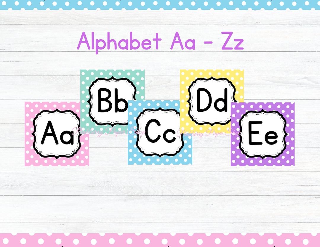 Pastel Polka Dot Alphabet Cards | Digital Alphabet Letters | Classroom ...