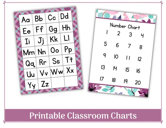 Alphabet and Number Chart Printable & Resizable - Etsy