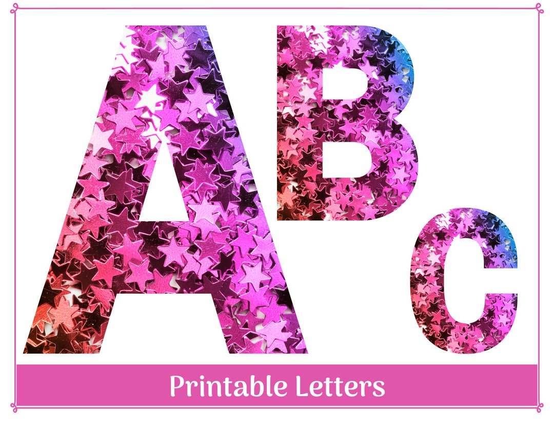 Pink Star Confetti Alphabet Letters & Numbers | Star Banner | Classroom ...