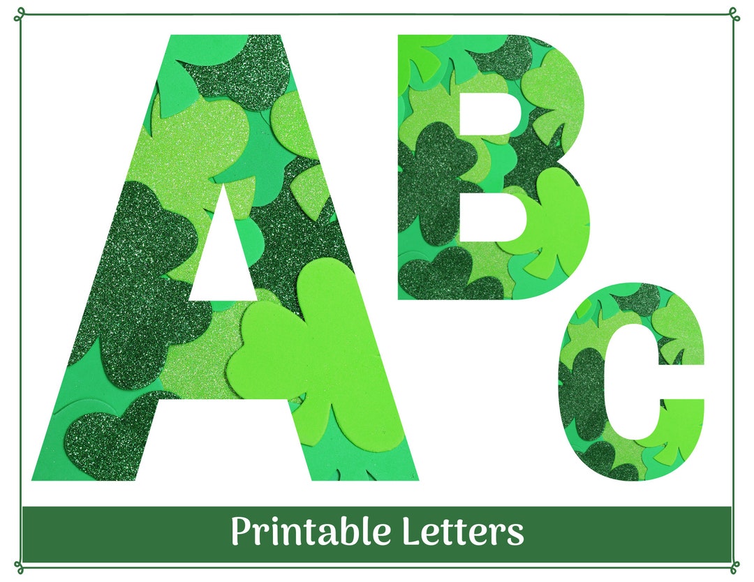 Shamrock Alphabet Clip Art: Printable Letters & Numbers (digital ...