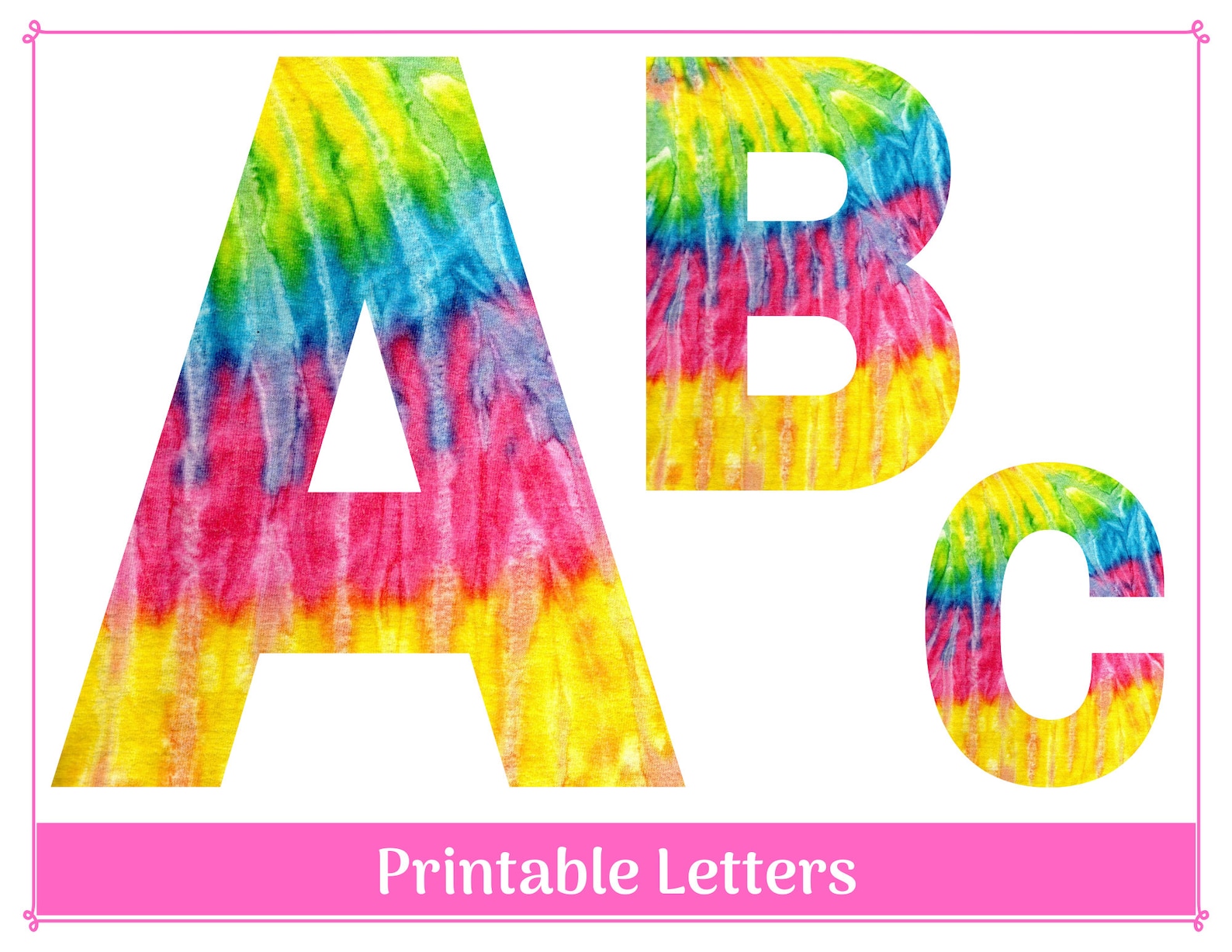 Tie Dye Alphabet Clip Art Letters A-Z Printable Banner and - Etsy España