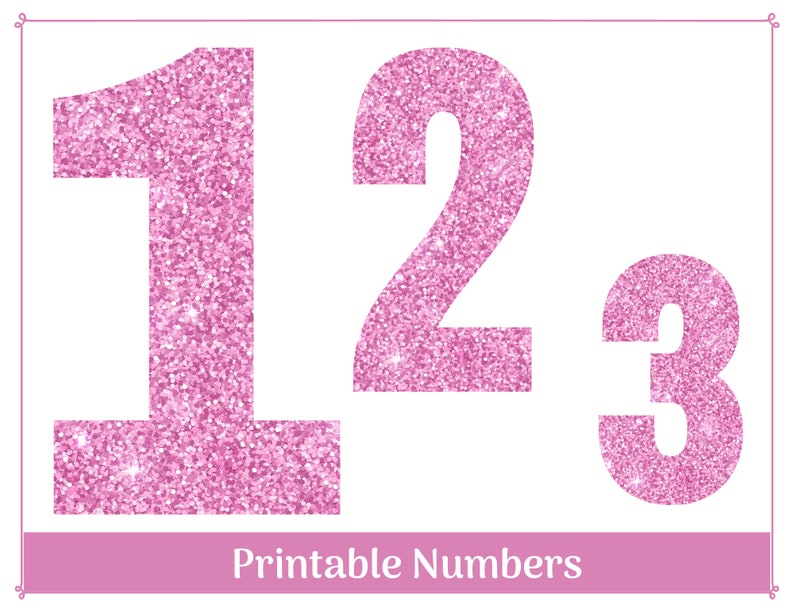 Pink Glitter Alphabet Letters & Numbers: Printable Clip Art (digital ...