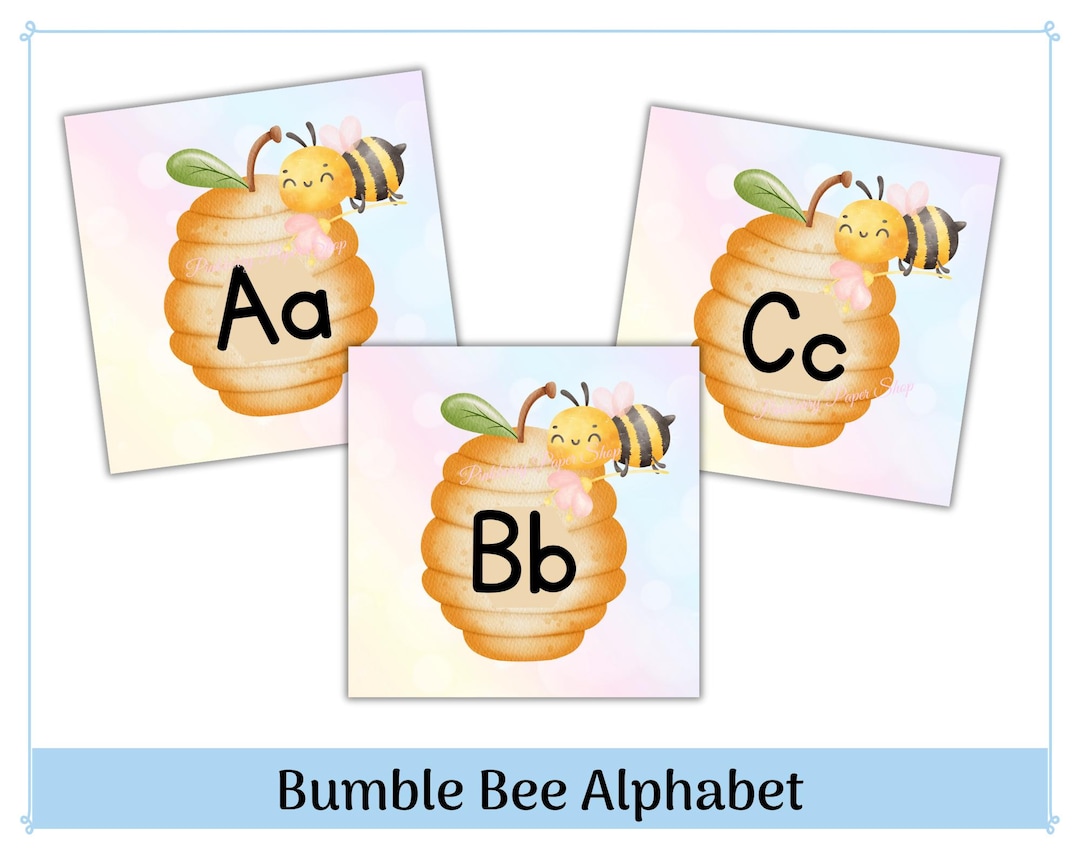 Bumble Bee Alphabet Print: Classroom ABC Flashcards (digital Download ...
