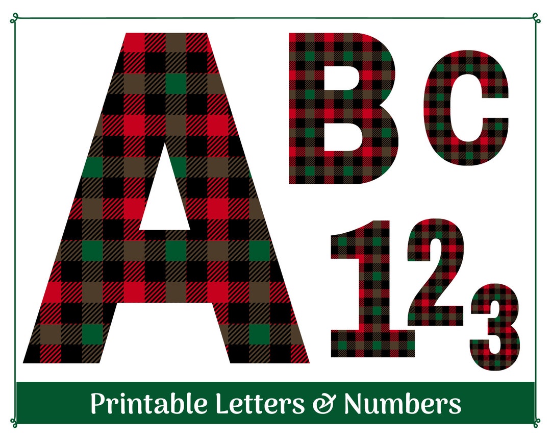 Christmas Plaid Alphabet Letters & Numbers | Uppercase A-Z and Numbers 0-9 | DIY Banner ...