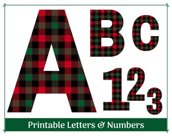 Buffalo Plaid Alphabet Letters & Numbers | Uppercase A-Z and Numbers 0 ...