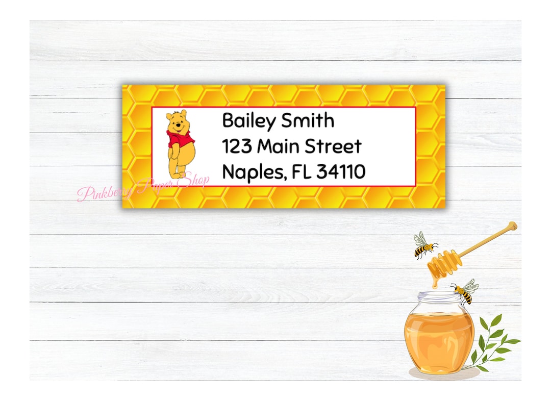 Winnie the Pooh Address Labels: Honeycomb Template (digital Download ...