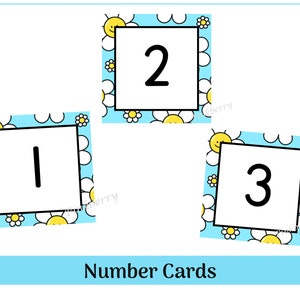 Blue Smiley Daisy Numbers | Classroom Calendar Numbers | Printable ...