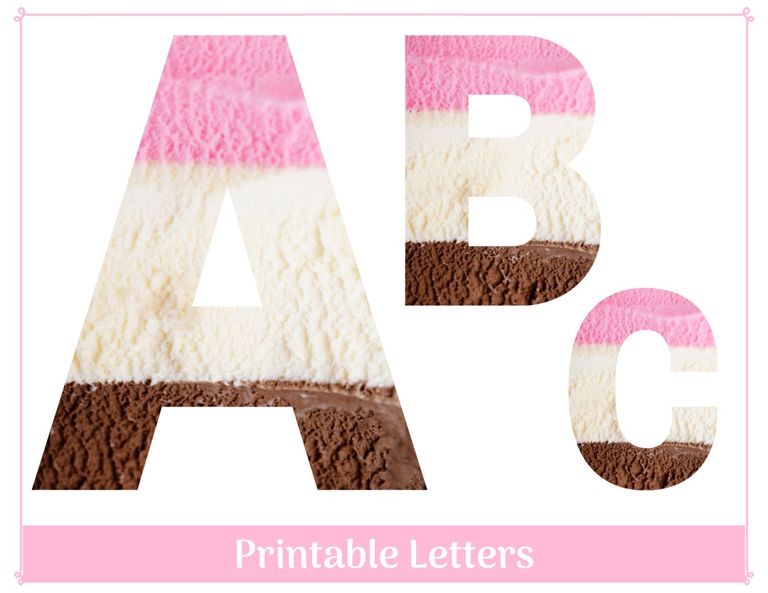 Neapolitan Ice Cream Alphabet Clip Art: Printable Letters & Numbers (A ...
