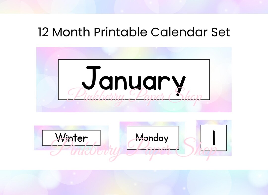 Pastel Classroom Calendar Set: Printable Months, Seasons, Numbers (PDF ...