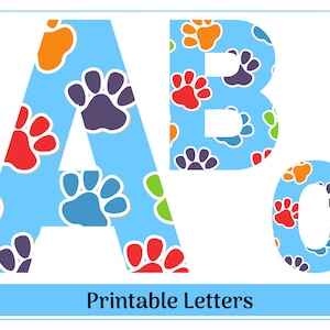 Blue Paw Print Alphabet Letter Clip Art, Numbers 0-9 | Banner, Bulletin ...