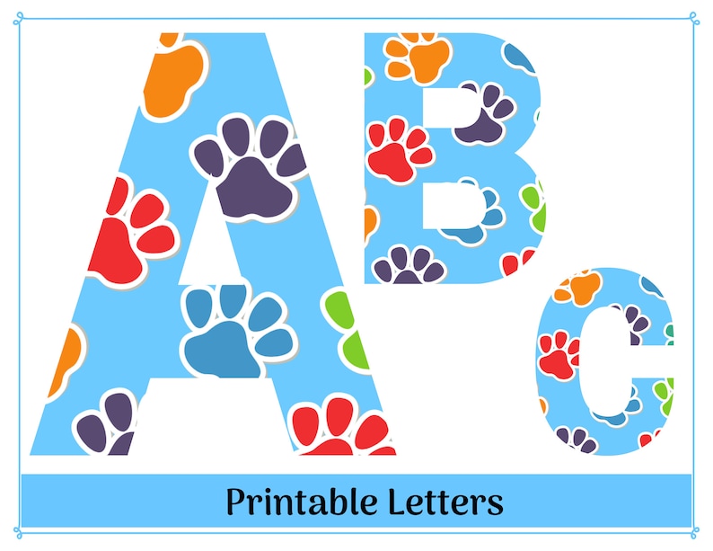 Blue Paw Print Alphabet Letter Clip Art Uppercase Alphabet - Etsy