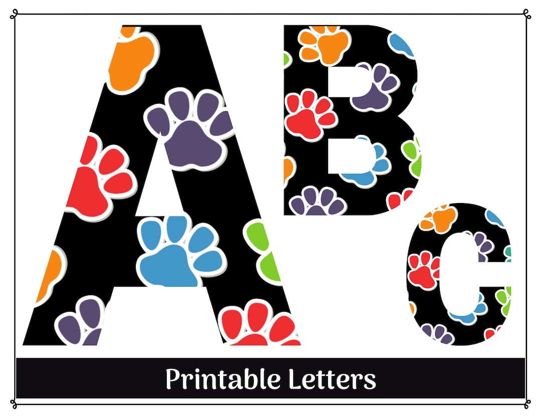 Paw Print Alphabet Clip Art Letters A-Z, Numbers 0-9 | Printable ...