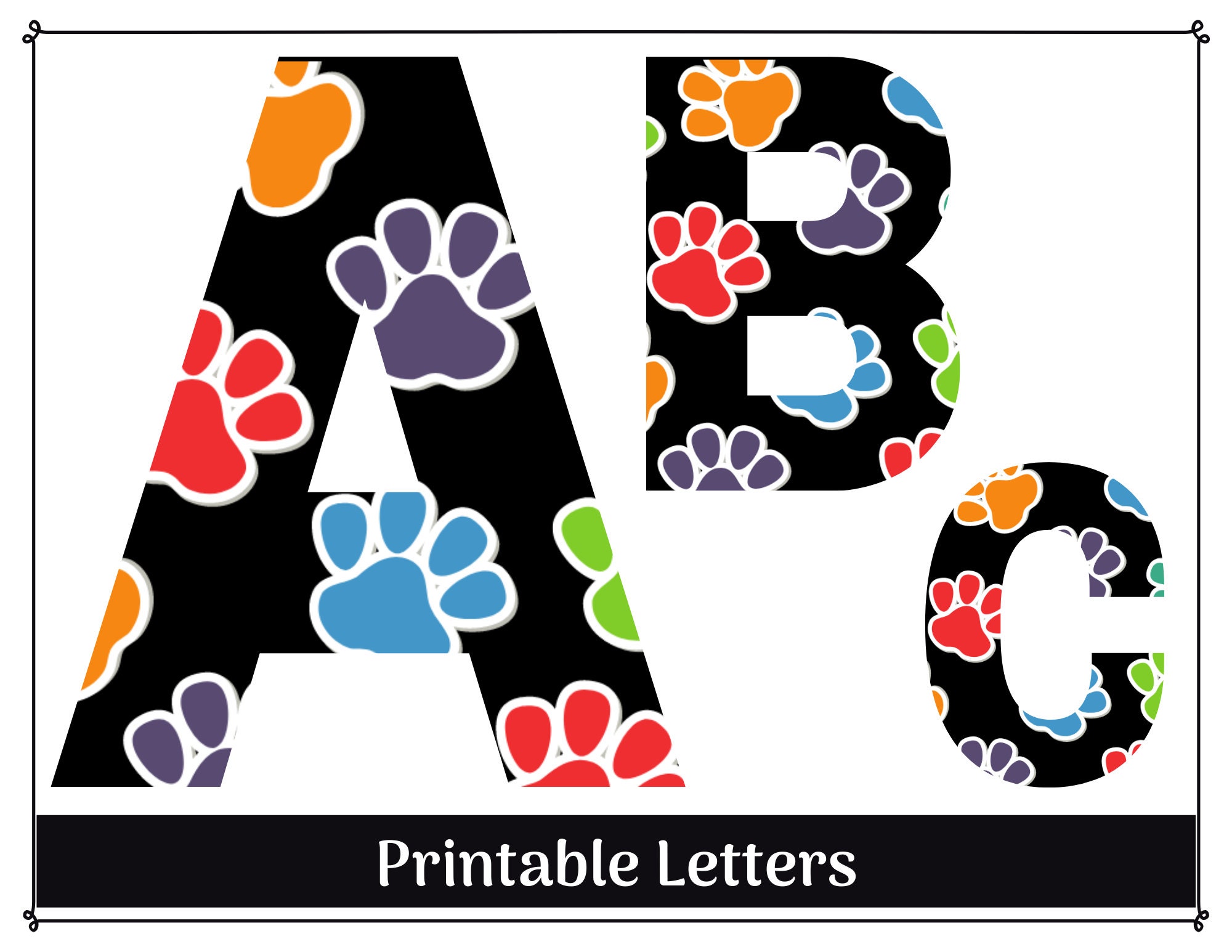 Paw Print Alphabet Clip Art Letters A-Z Printable & - Etsy Singapore