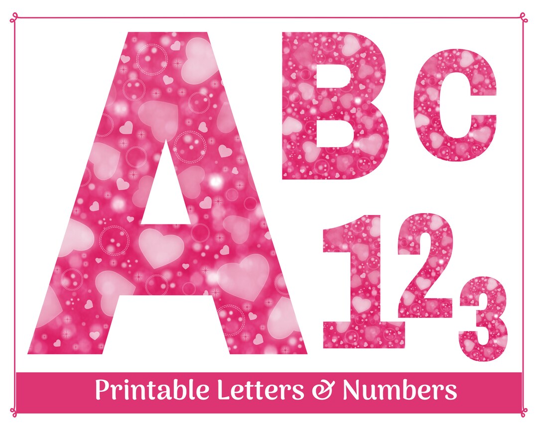 Valentine Pink Alphabet Letters & Numbers: Printable Clip Art (digital ...