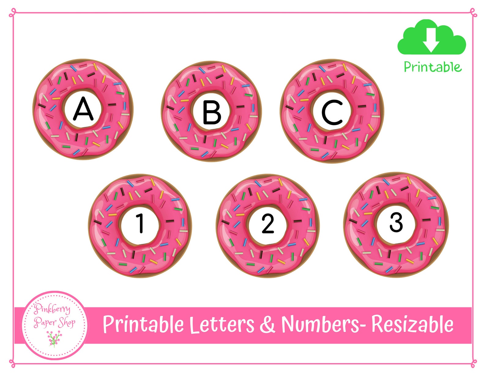 Donut Letters and Numbers Digital Clip Art Printable - Etsy