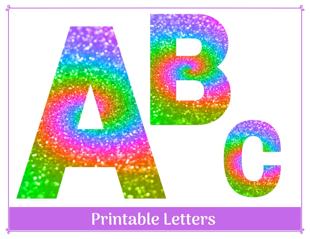 Printable Alphabet Letters A-Z: Rainbow Glitter Sublimation (digital ...