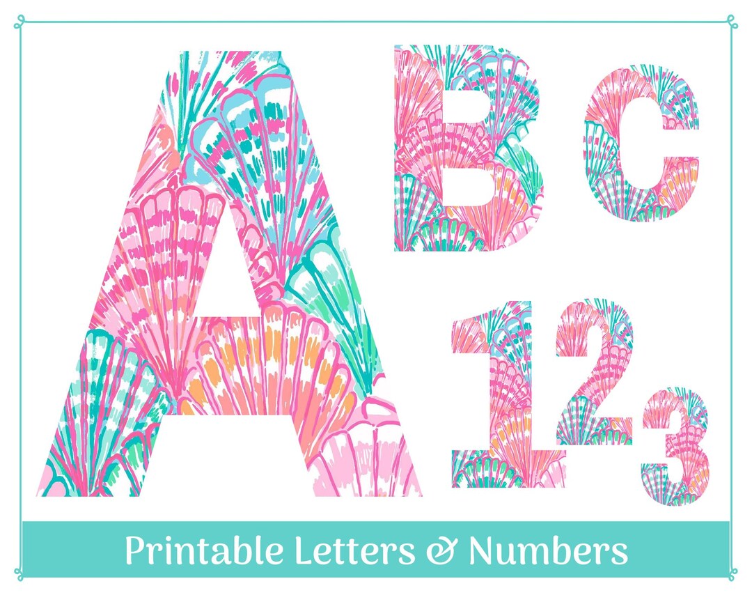 Seashell Preppy Alphabet & Number Clip Art | Uppercase Letters A-Z ...