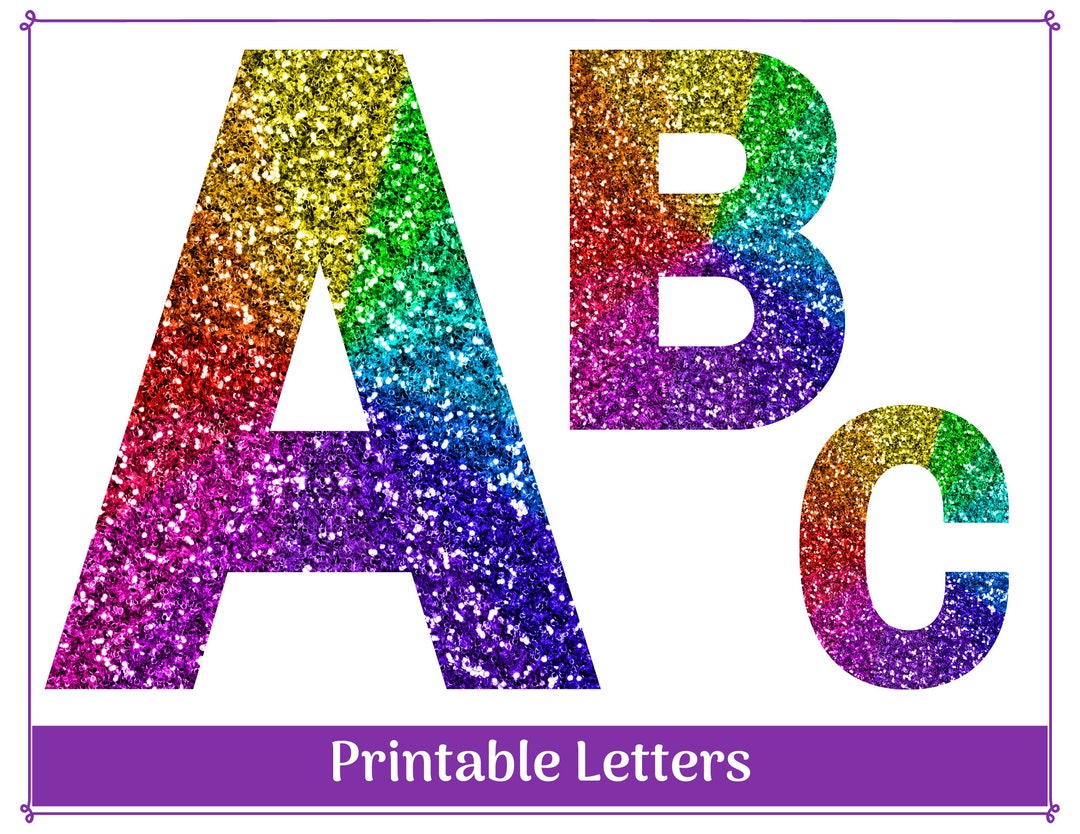Rainbow Glitter Alphabet Letters A-Z, Numbers 0-9 | Banner, Bulletin ...