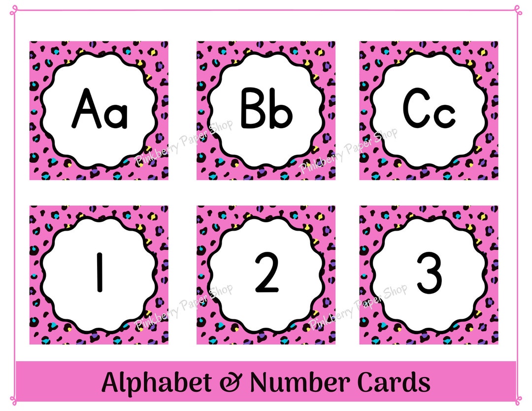 Pink Leopard Alphabet & Number Cards | Activity Cards | Printable ...