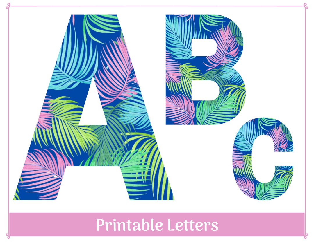 Blue Tropical Alphabet & Number Clip Art | Uppercase Letters A-Z ...