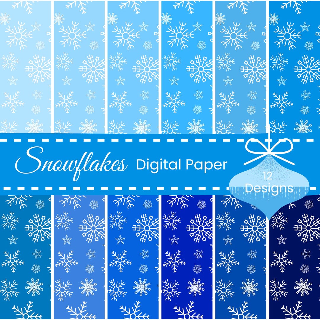 Blue Snowflake Digital Paper | 12 PNG Designs (digital Download) - Etsy