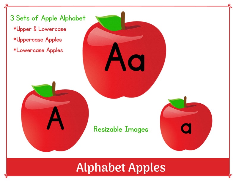 Apple Alphabet Letters | DIY Banners, Bulletin Boards, Digital Projects ...